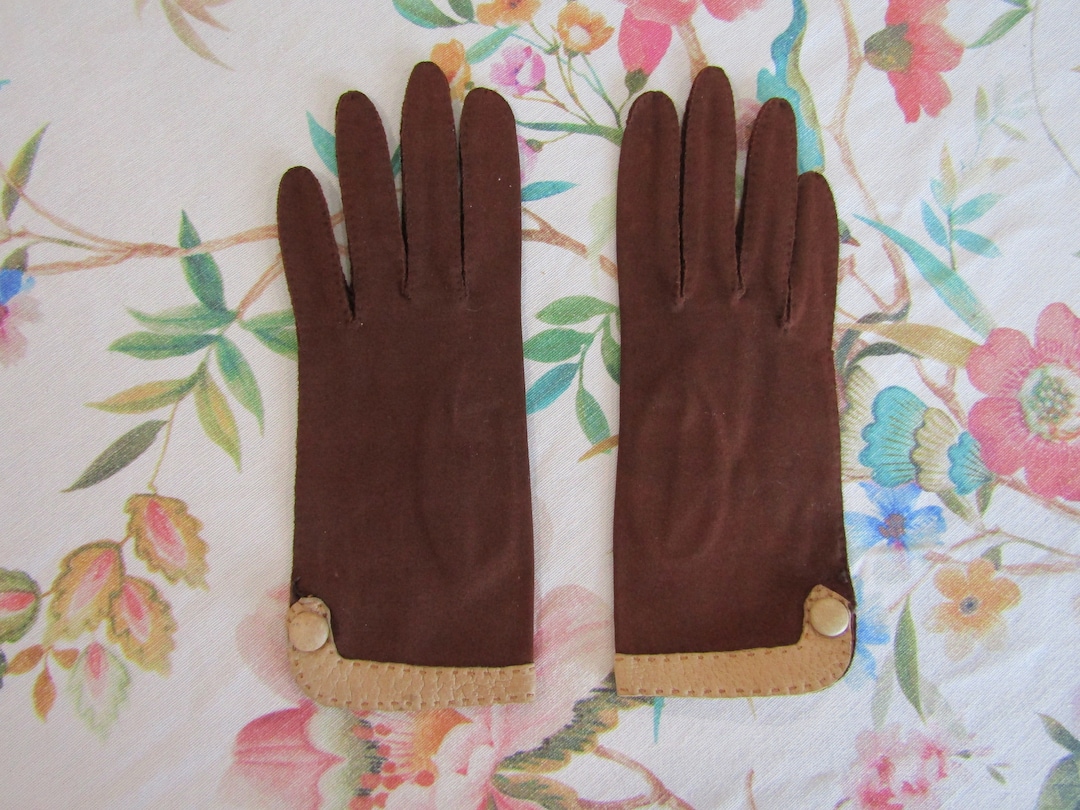 Vintage NOS New Dead Stock 2 Tone Brown Cotton Gloves---8.5" Bracelet ...