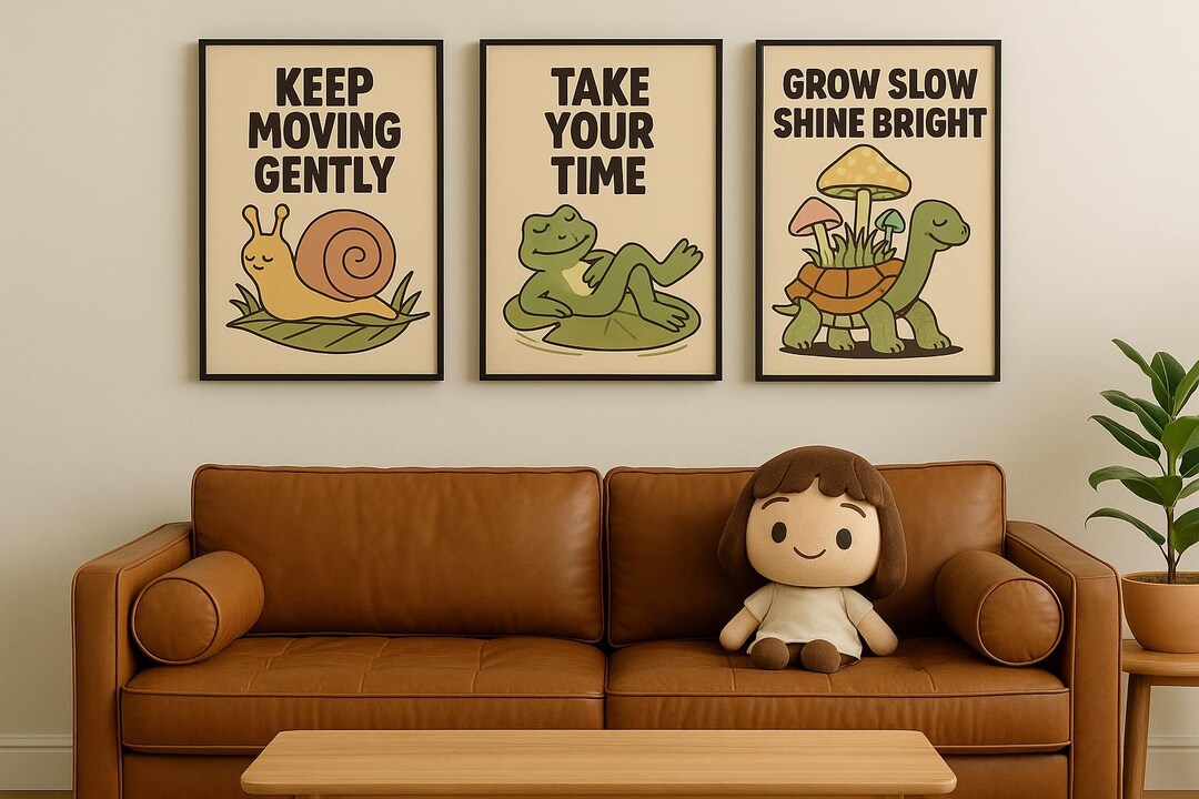 Grow Slow Shine Bright – Retro Turtle Printable Wall Art, Inspirational ...