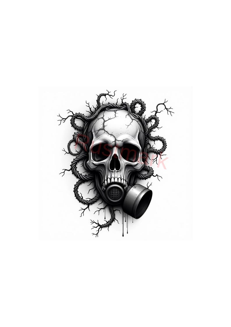 Dystopian Skull Bundle – Gas Mask Skull Clipart, Printable Skull Art ...
