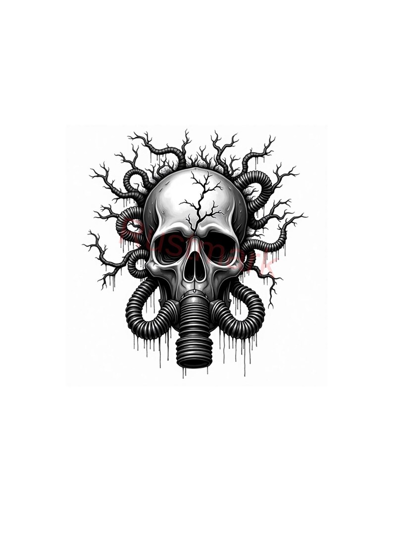 Dystopian Skull Bundle – Gas Mask Skull Clipart, Printable Skull Art ...