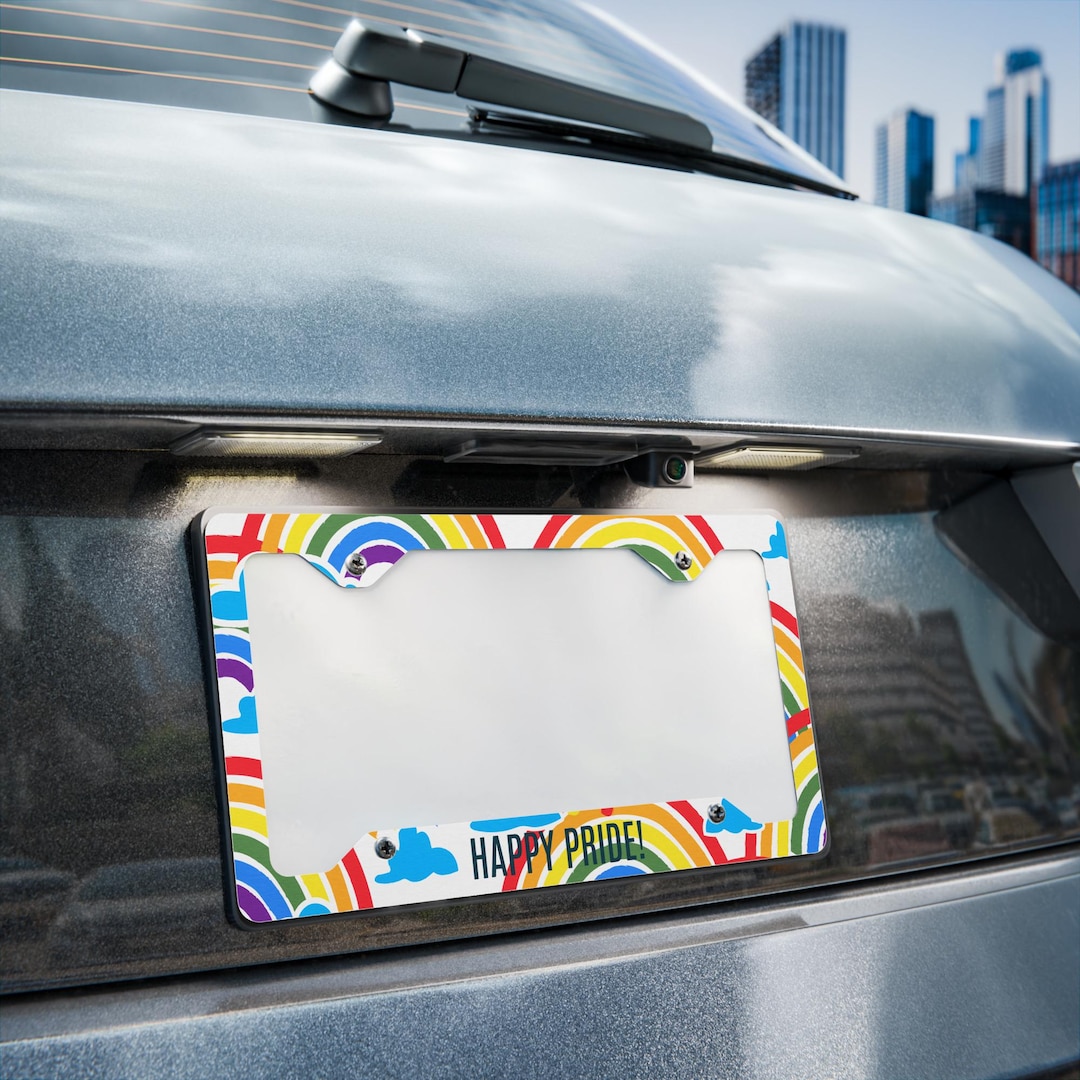 Happy Pride License Plate Frame – Rainbow Border Car Accessory - Etsy