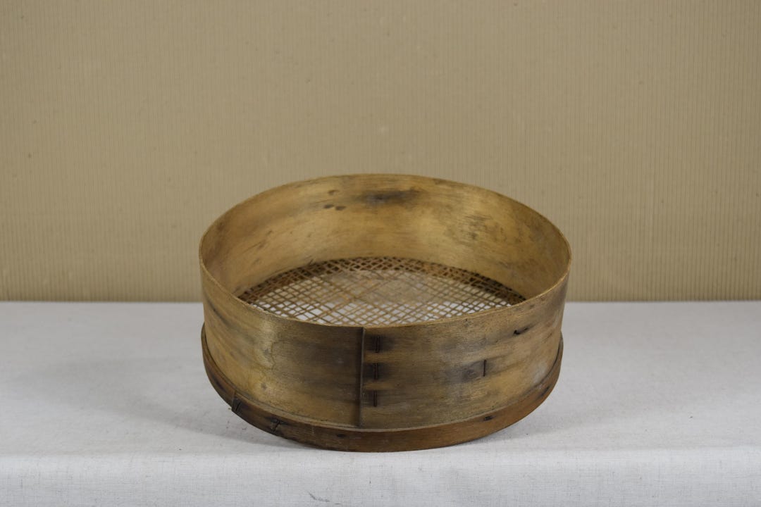 Antique Wooden Sieve - Rustic Kitchen Sifter - Primitive Grain Sieve ...