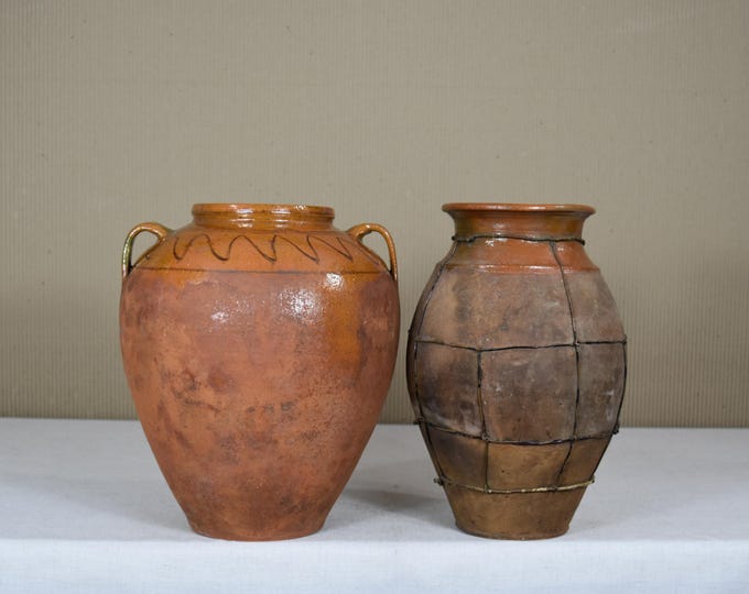 Vintage Clay Pot - Rustic Handmade Ceramic Vase - Antique Terracotta ...