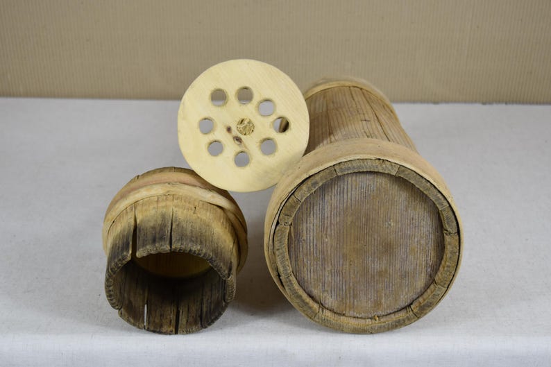 Antique Wooden Butter Churn - Primitive Butter Crock With Dasher ...