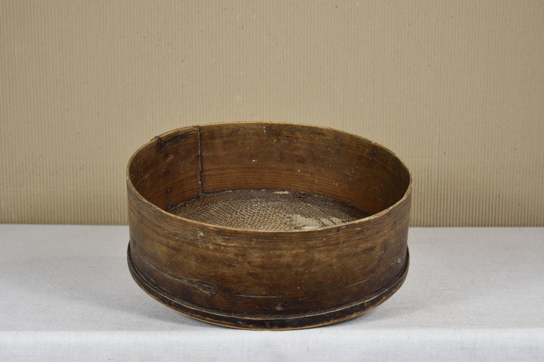 Antique Wooden Sieve - Rustic Kitchen Sifter - Primitive Grain Sieve ...