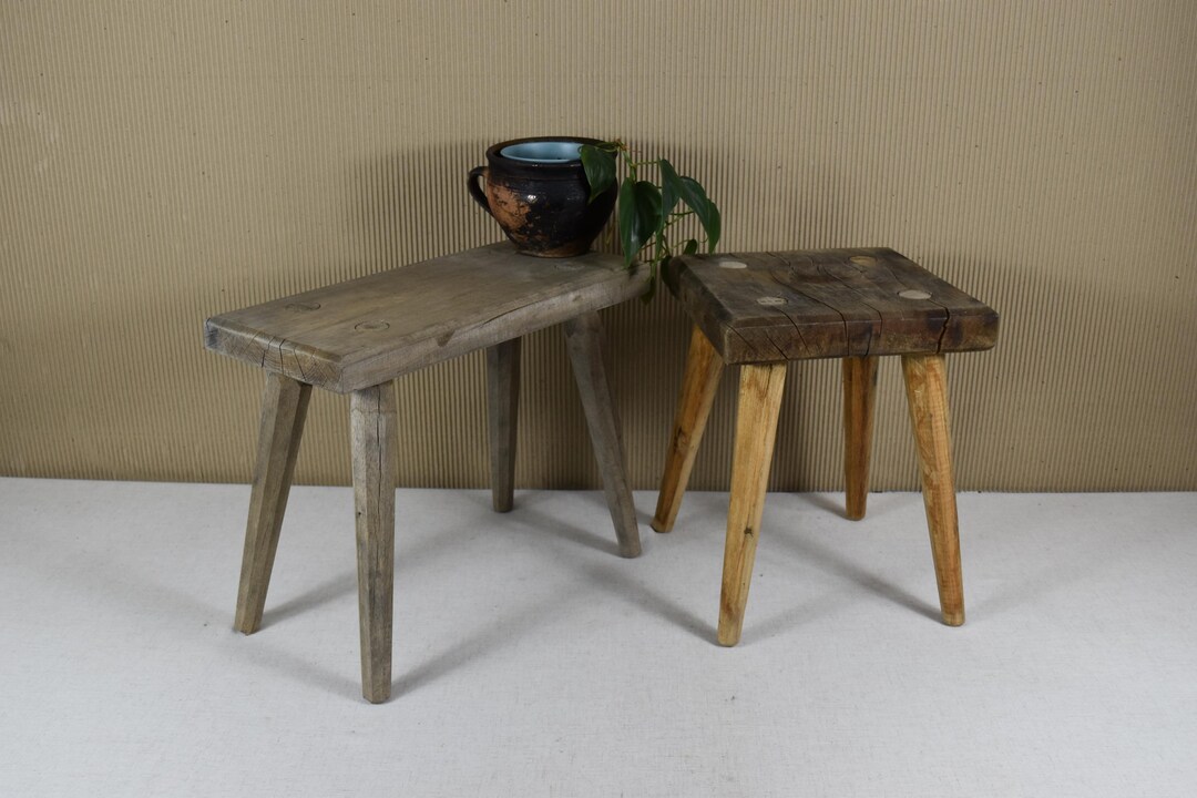 Vintage Wooden Stool - Rustic Farmhouse Bench - Antique Wood Step Stool ...