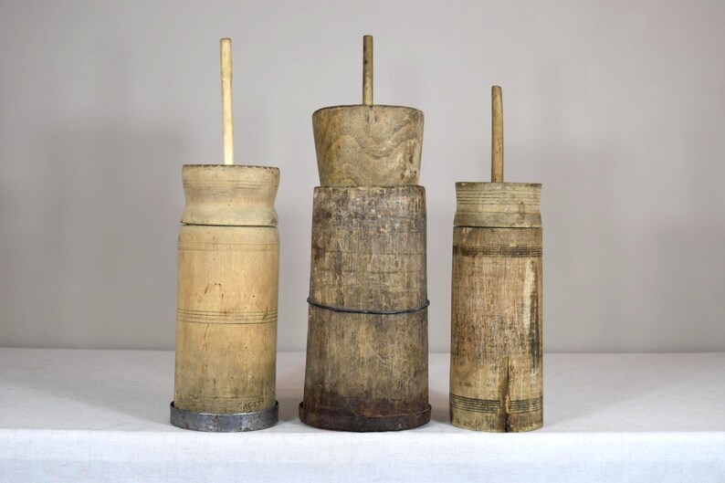 Antique Wooden Butter Churn - Rustic Farmhouse Kitchen Crock - Vintage ...