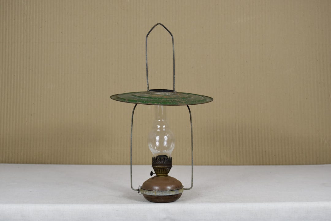 Antique Oil Lamp - Vintage Kerosene Lantern - Rustic Glass Oil Light ...