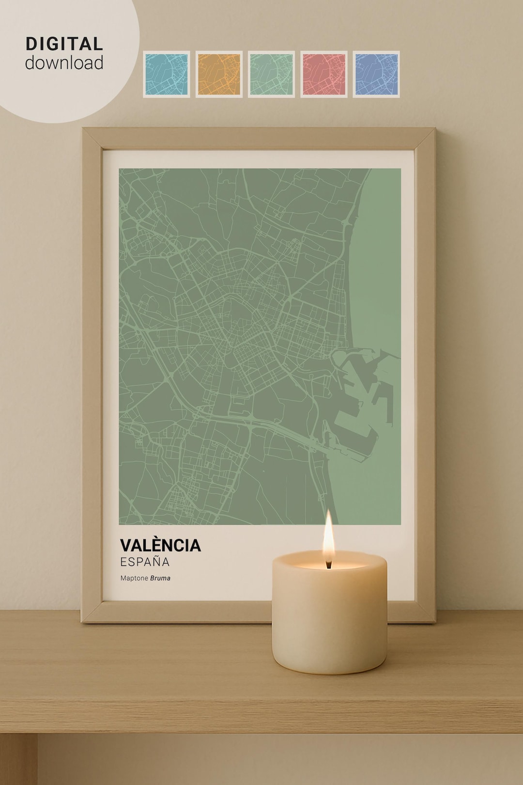 Valencia Map Poster, Printable Wall Art, Christmas Gift, Slow Living ...