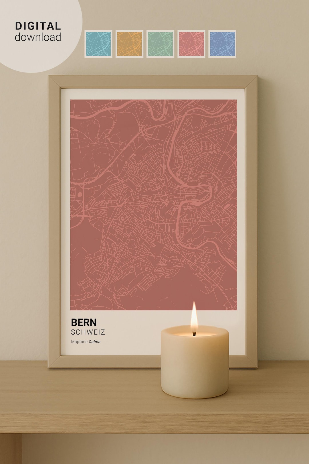 Bern Map Poster, Printable Wall Art for a Peaceful Home, Slow Living ...