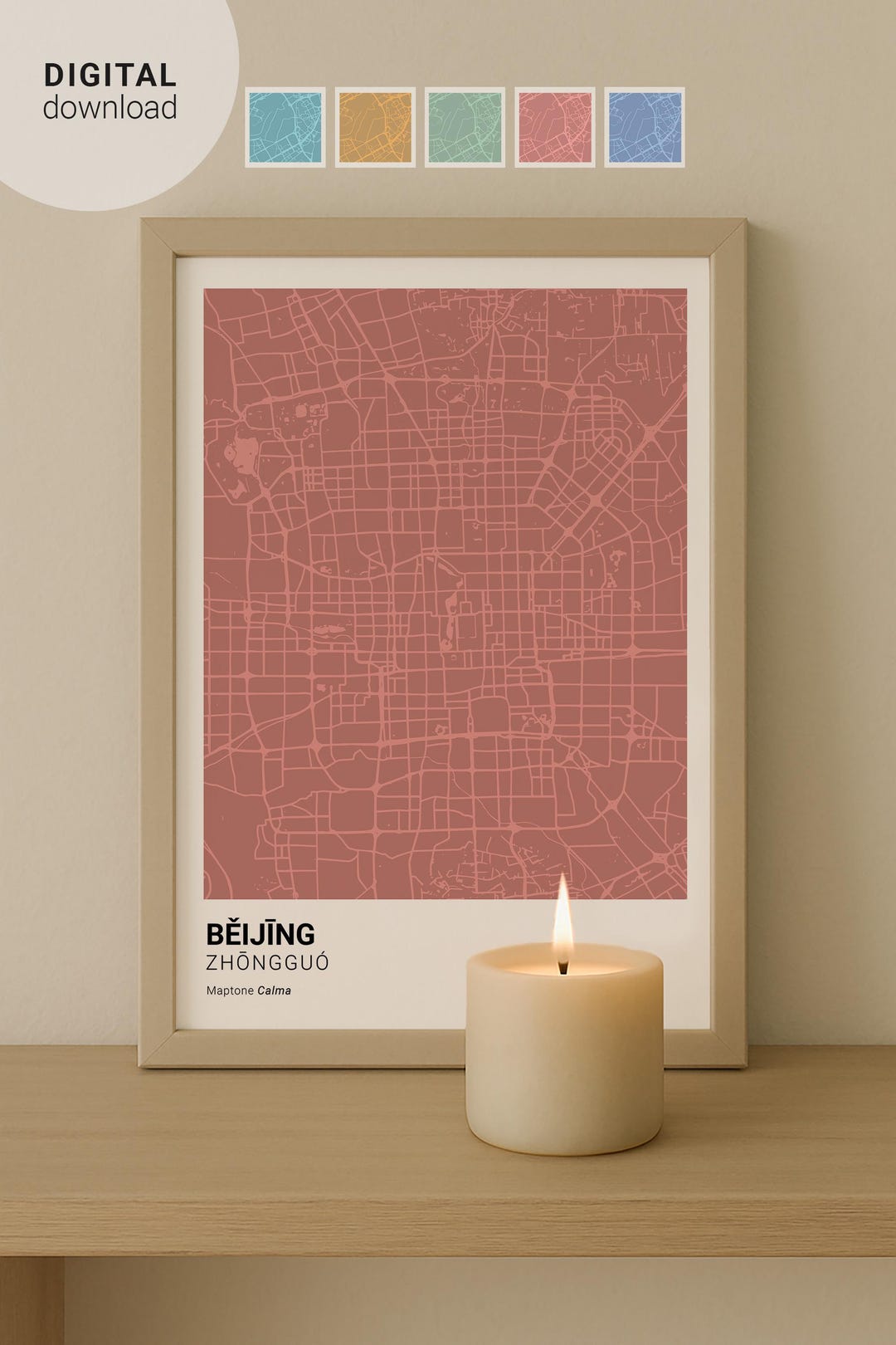 BEIJING Map Poster, Printable Wall Art for a Calm Home, Slow Living Decor in Soft Colors ...
