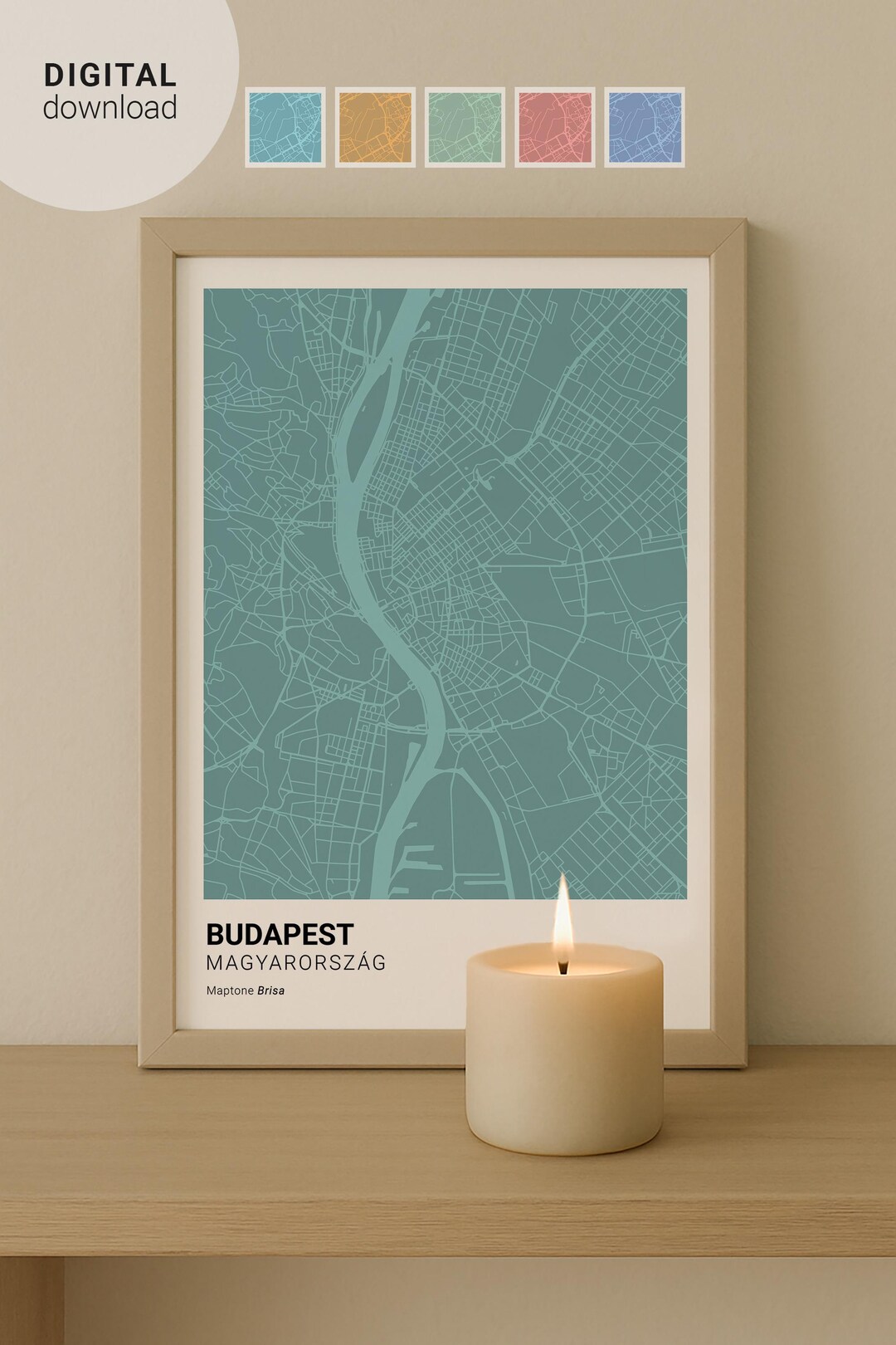 Budapest Map Poster, Printable Wall Art, Christmas Gift, Slow Living ...