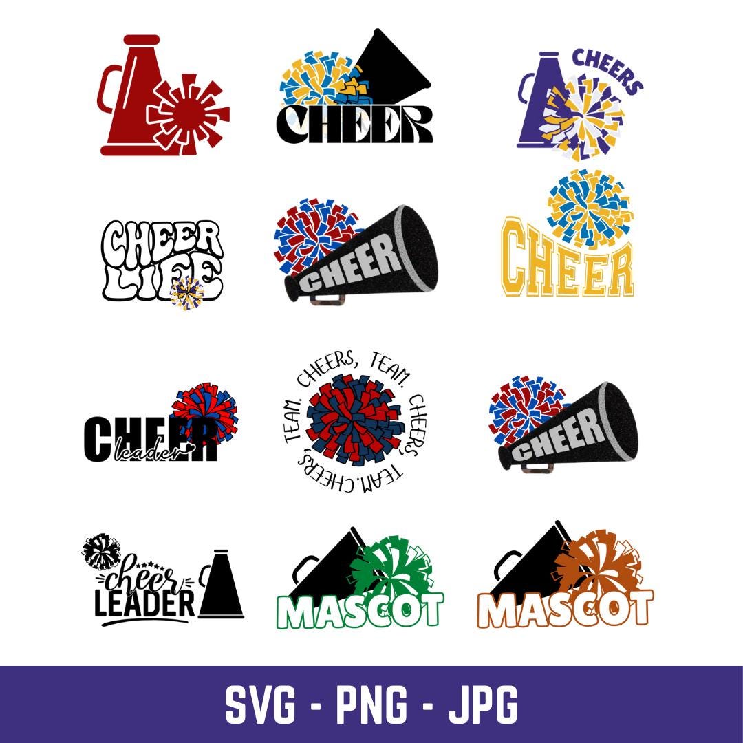 Cheer PNG Bundle, Cute Cheerleader PNG, Cheerleading Sublimation ...