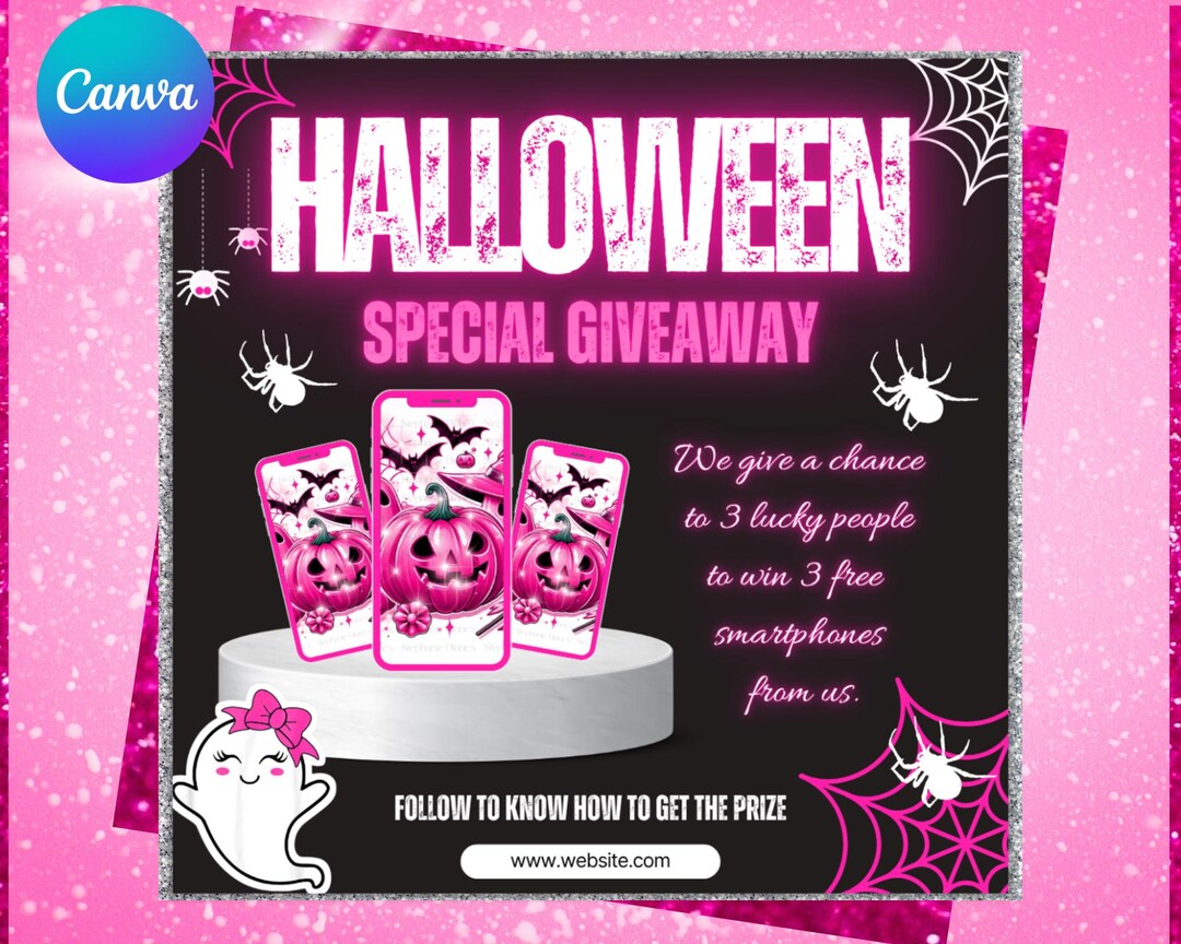 Editable Halloween Giveaway Flyer | October Raffle Canva Template ...