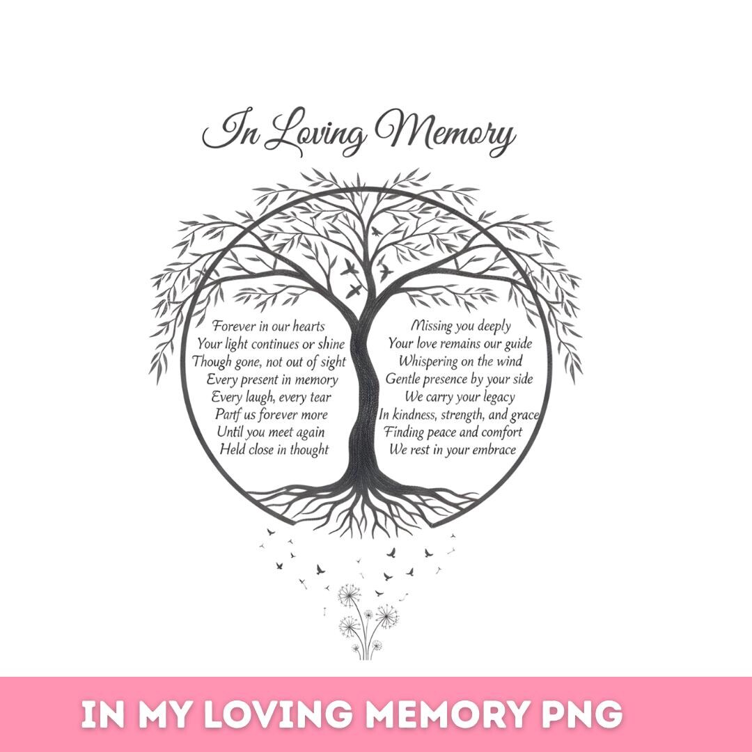 In My Loving Memory Tree PNG | Memorial Tree Design | Remembrance ...