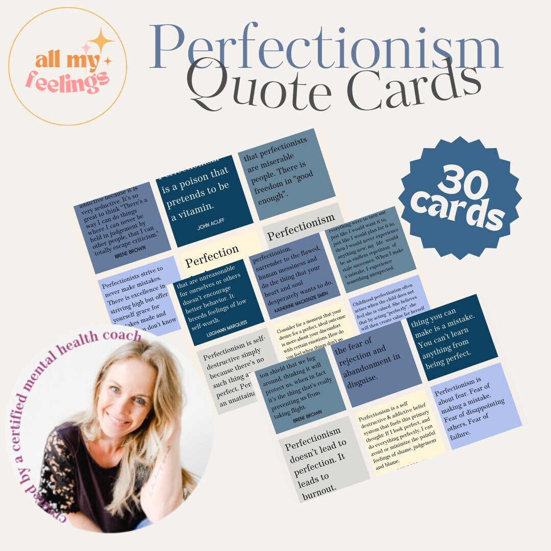 Perfectionist Recovery Cards, Healing From Perfectionism, Tools for ...