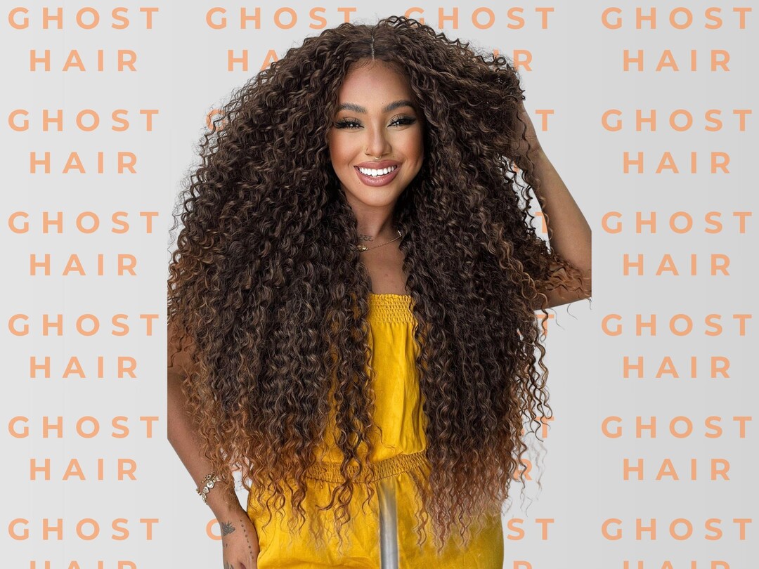 28” Extra Long Curly Wig – Honey Brown & Black Synthetic Fluffy Wig for ...
