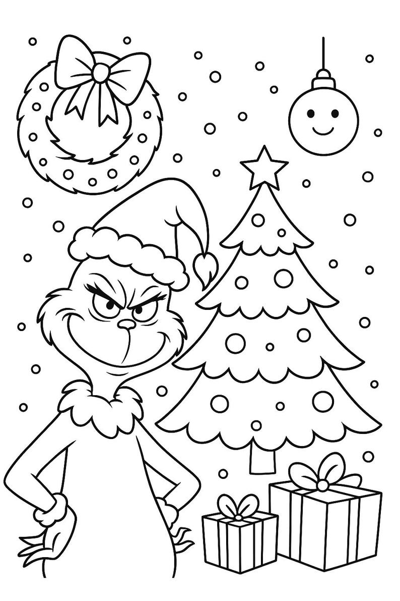 Printable Grinch Coloring Sheet — Christmas Kids Activity - Etsy