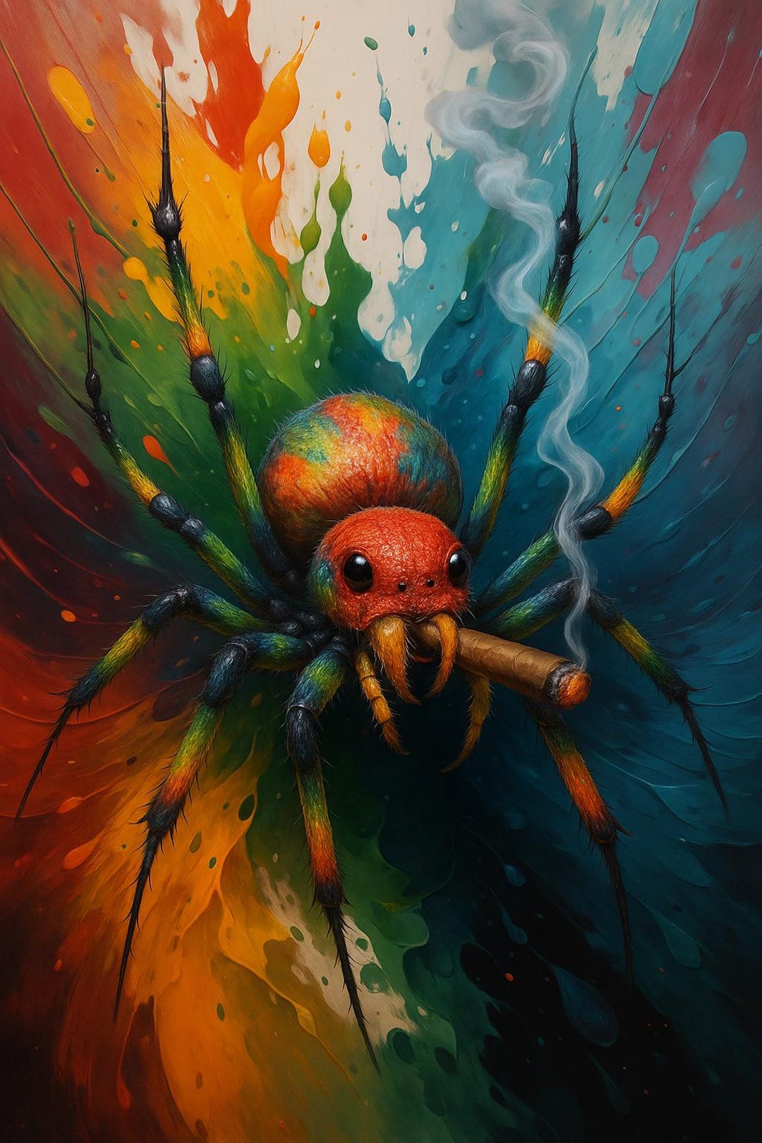 Colorful Spider Smoking Cigar Jigsaw Puzzle – Surreal Oil Painting ...