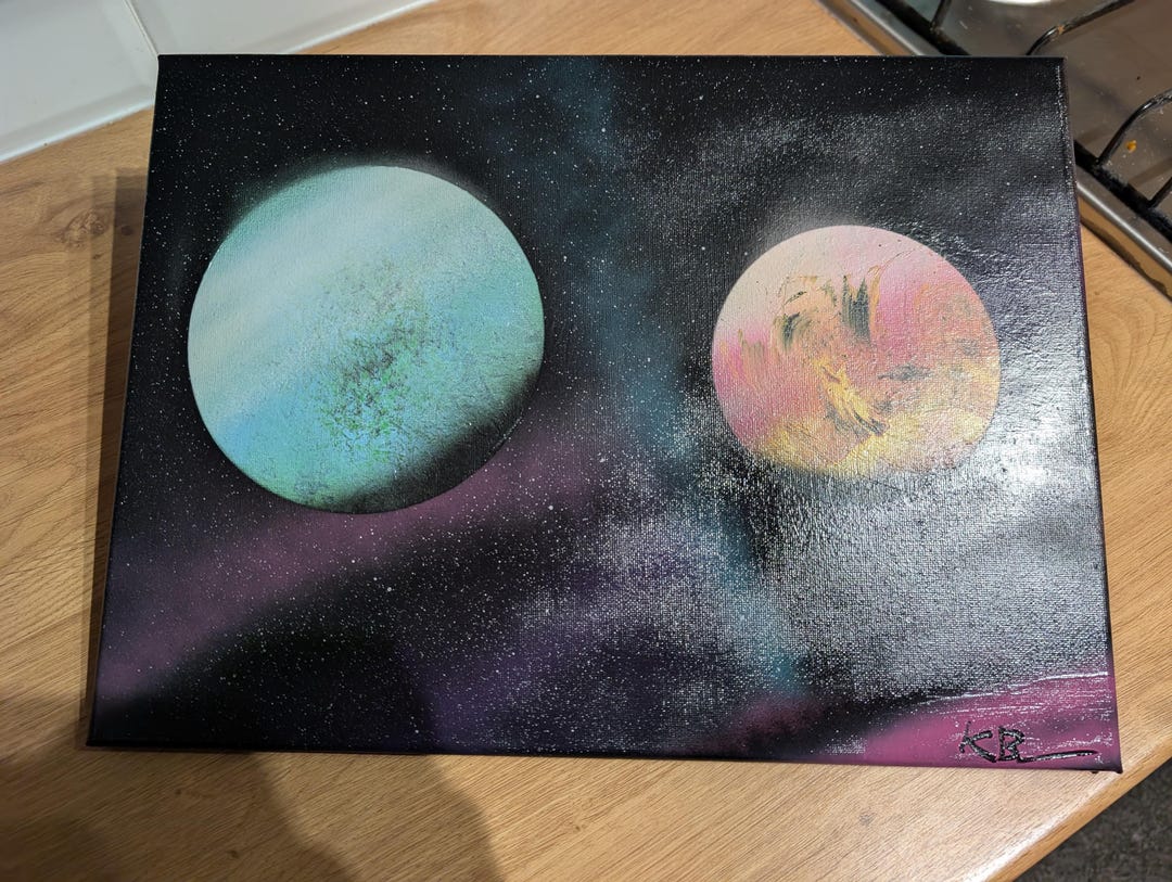 Hand Painted Planet/ Space Themed Canvas (can Do Custom Pieces) - Etsy