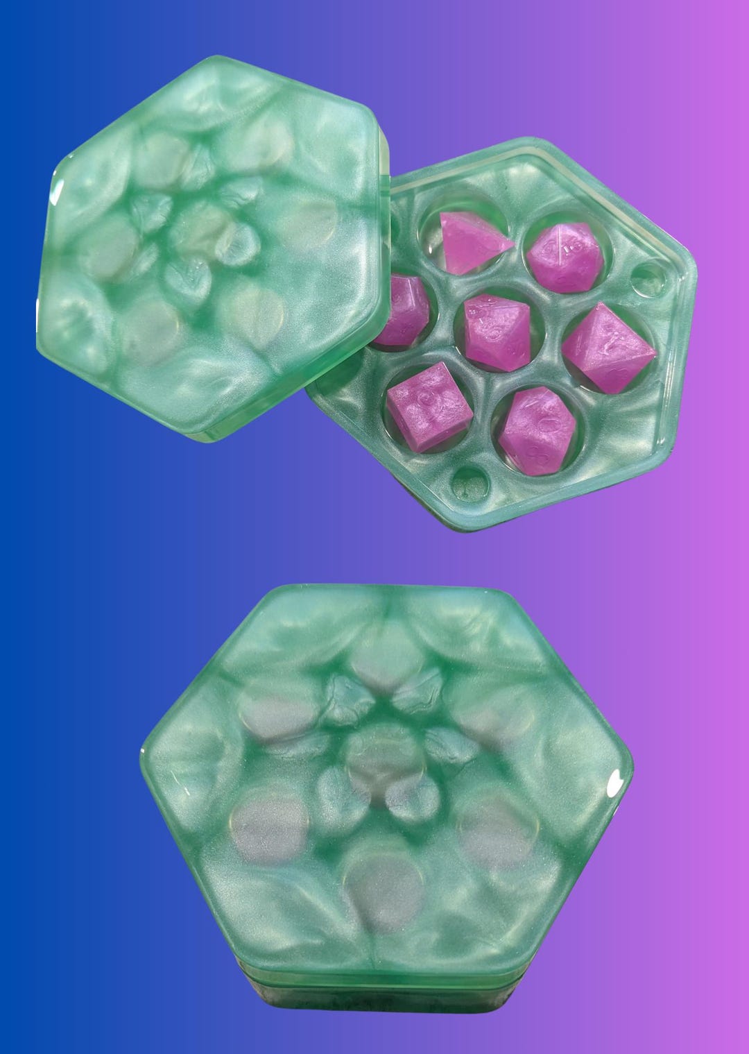 D&D Dice Vault - Hexagon Box With Lid | Holds 7 Polyhedral Dice | Gamer ...