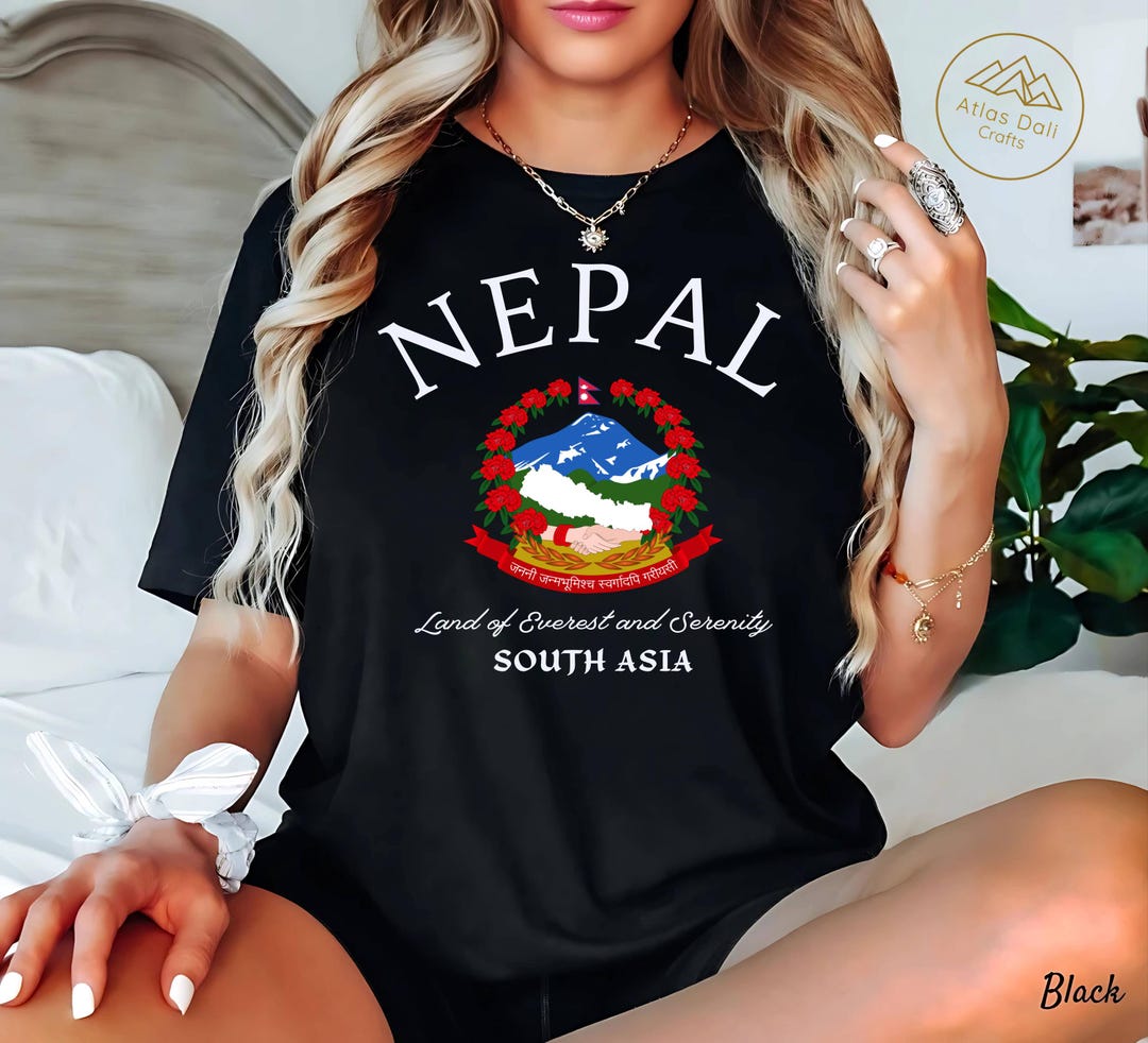 Nepal T-shirt South Asia Crest Tee, Everest Mountain Shirt, Himalayan ...