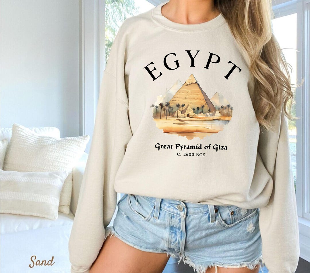 Egypt Pyramids of Giza Sweatshirt, Great Pyramid Top, Ancient Wonder ...