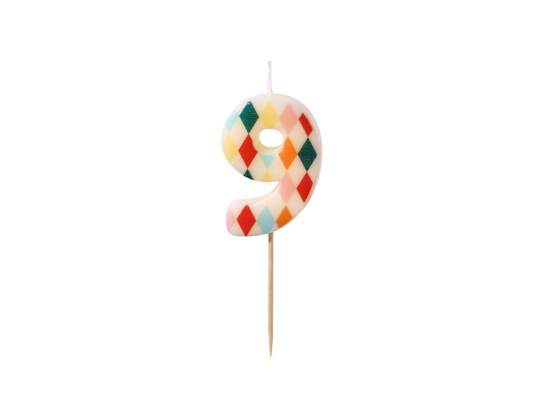 Number 9 Birthday Candle | Circus Party Theme | Rhombus Shape Mixed ...