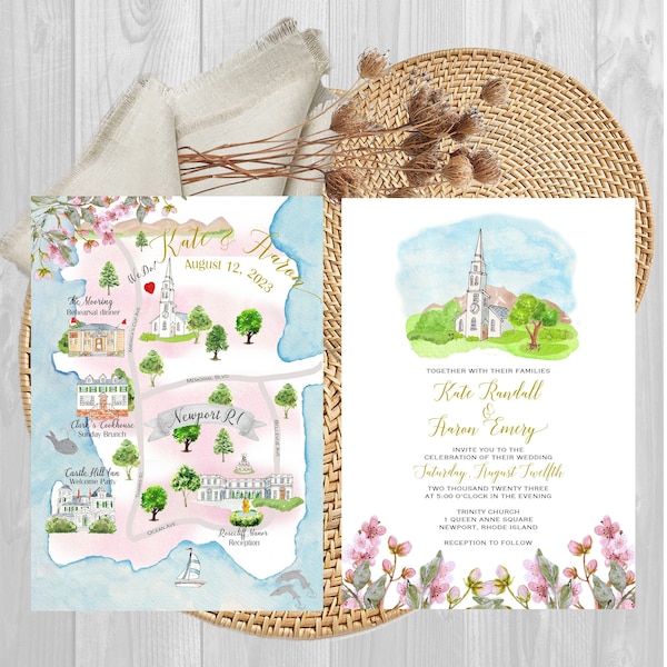Wedding Venue Map Watercolor - Etsy