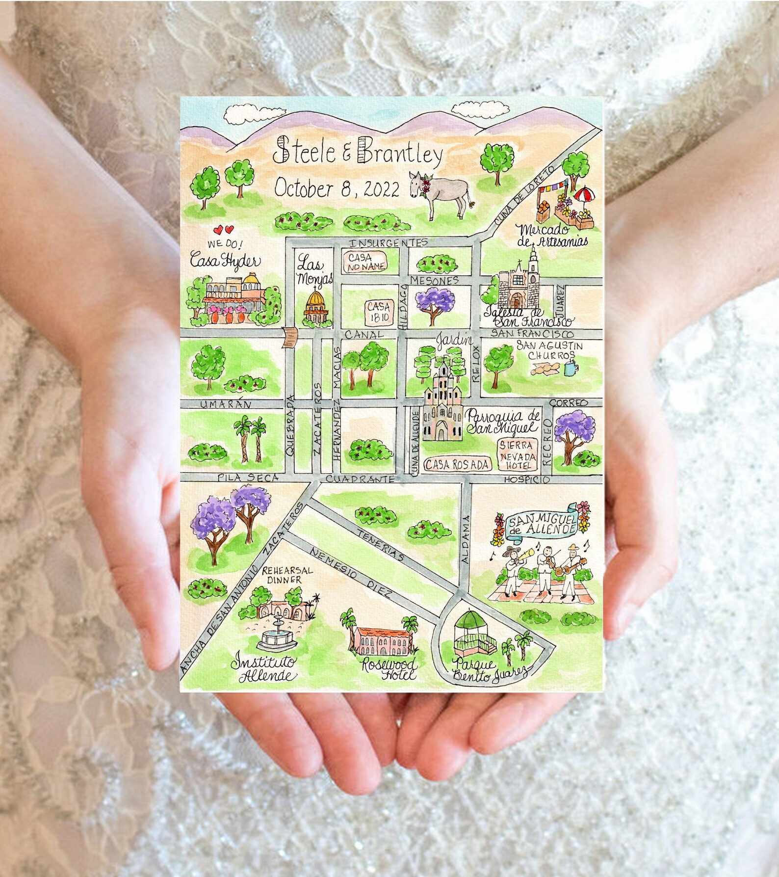 Custom Wedding Map of Montauk, Guest Bag Map, Watercolor Wedding ...