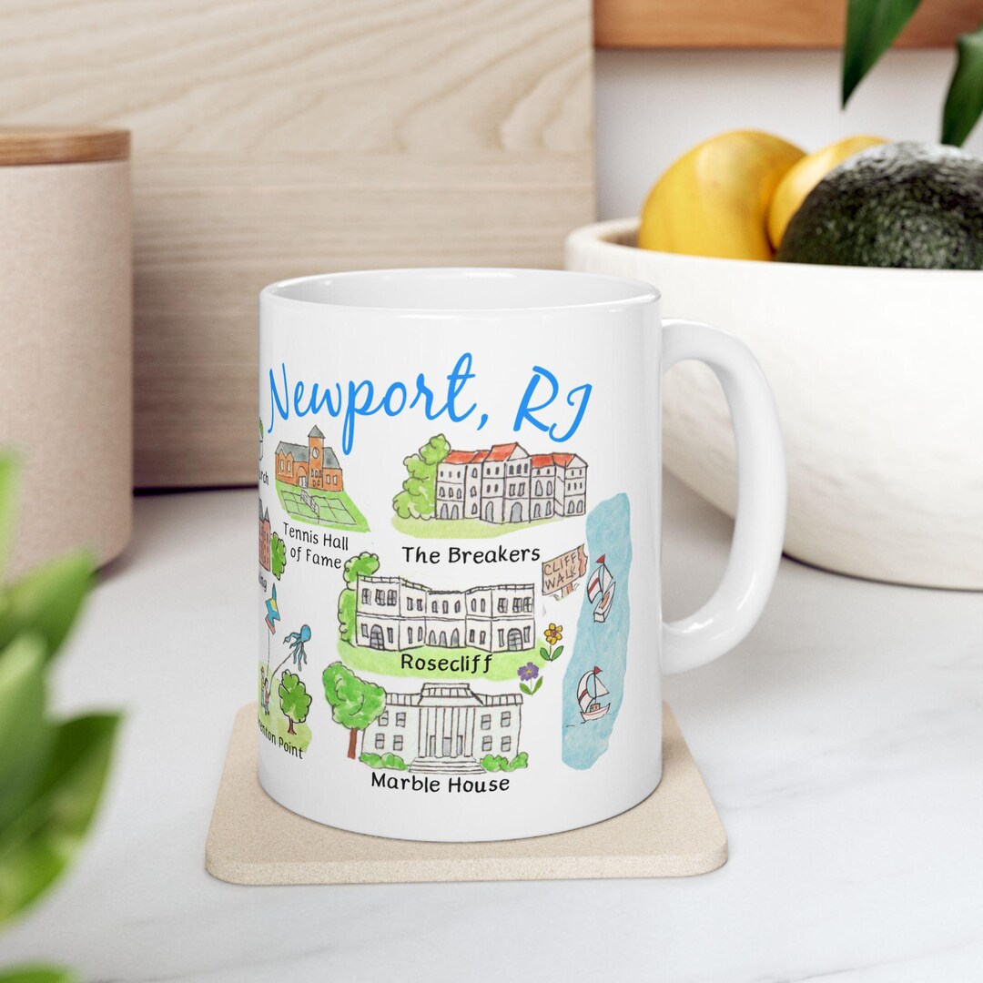 Newport RI Ceramic Coffee Mug: City Design Souvenir (11oz) - Etsy