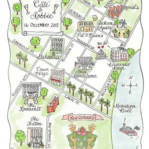 Hand Drawn Wedding Map-watercolor Map Custom Wedding Map - Etsy