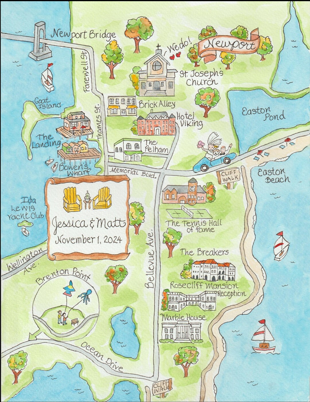 Wedding Map, Hand Drawn Wedding Map, Watercolor Map of Your City, Made ...