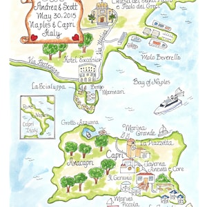 Wedding Map, Watercolor Map, Hand Drawn Map, Made to Order Digital, Any ...