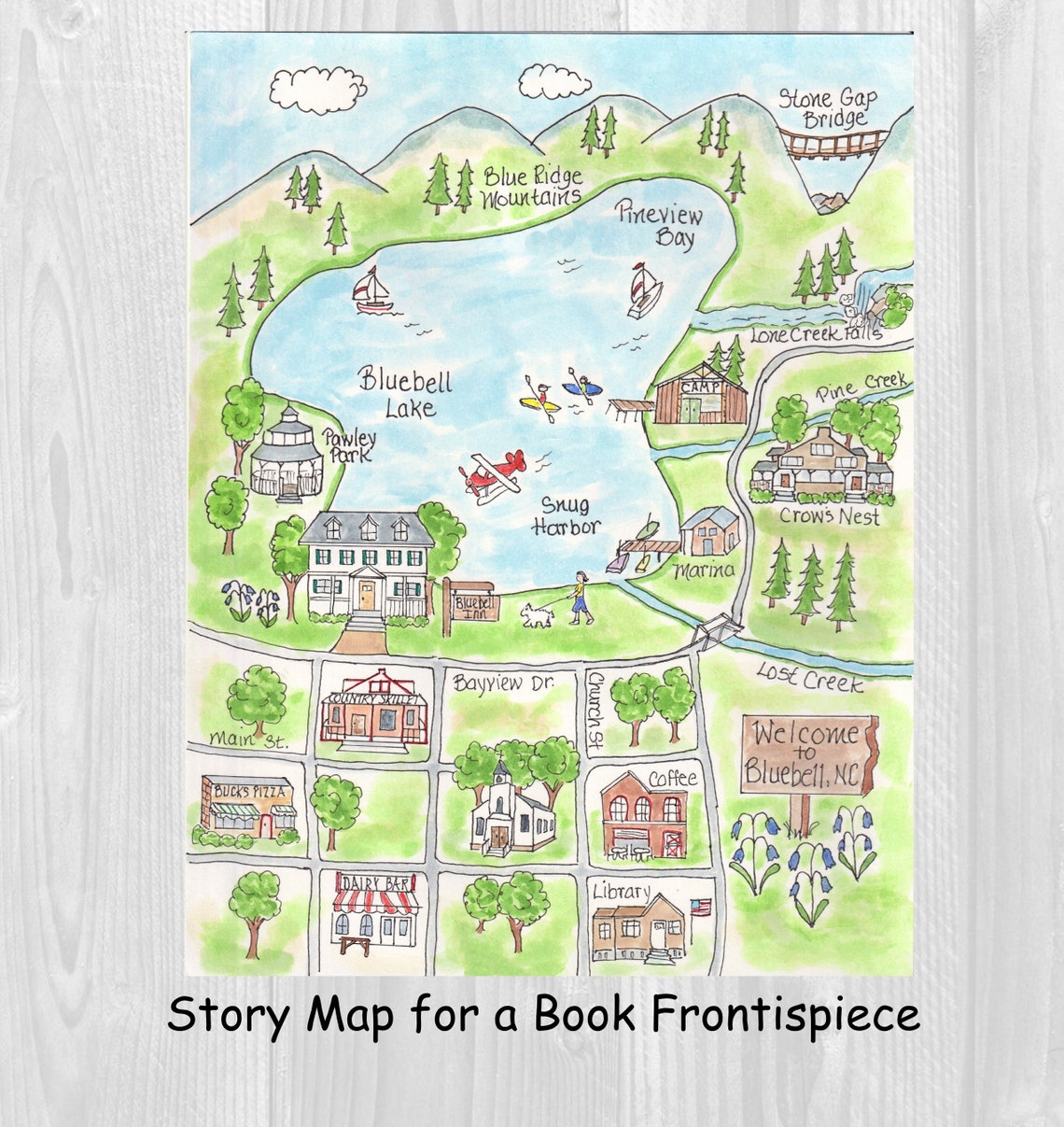 Custom Watercolor Fantasy Map: Hand-drawn Book Frontispiece (digital ...