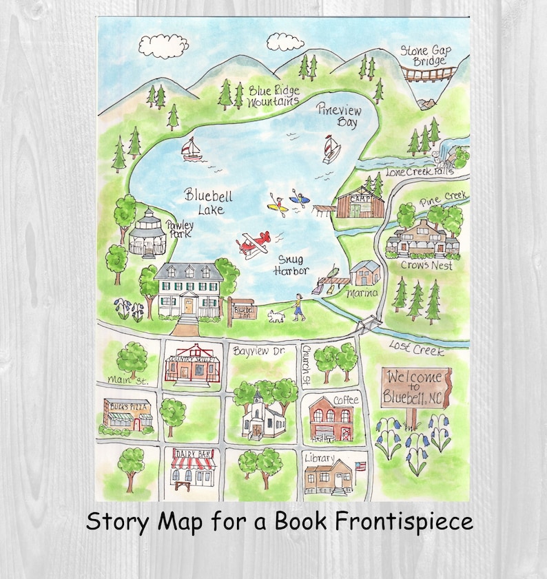 Custom Fantasy Map, Book Frontispiece Map, Watercolor Map, Hand Drawn ...