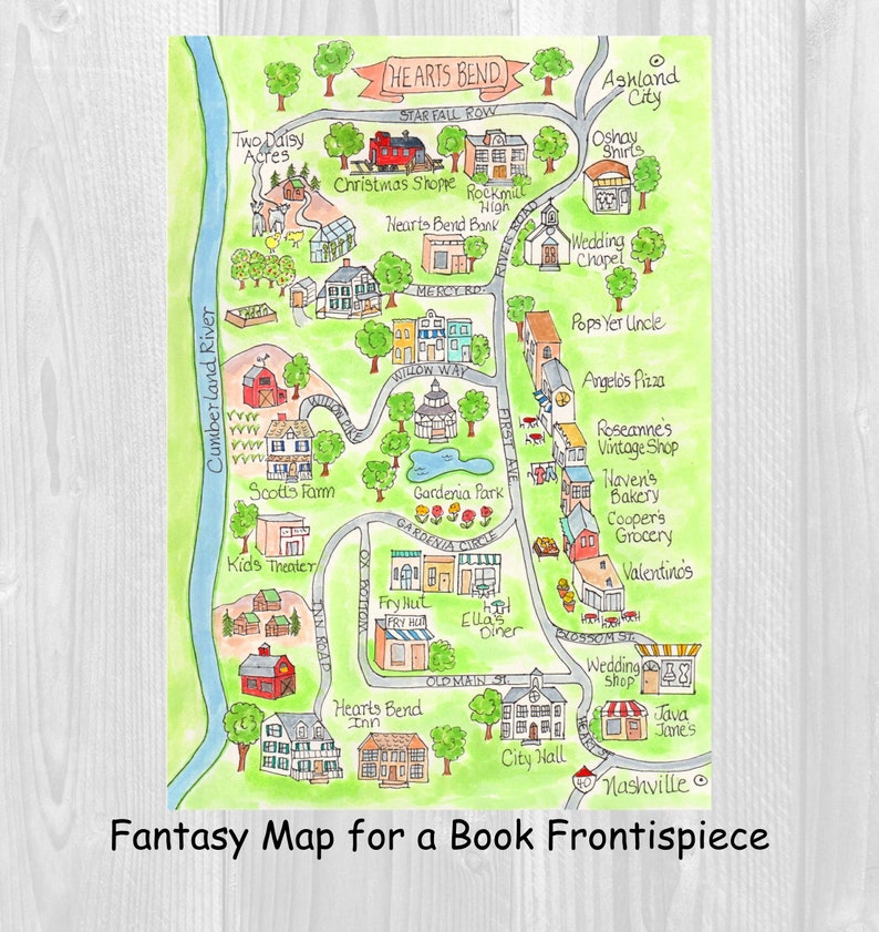 Custom Fantasy Map, Book Frontispiece Map, Watercolor Map, Hand Drawn ...