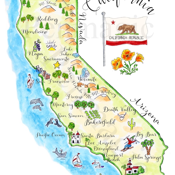 California Map - Etsy