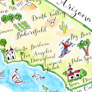 California Map Digital, Water Color Map of California, Hand Drawn ...