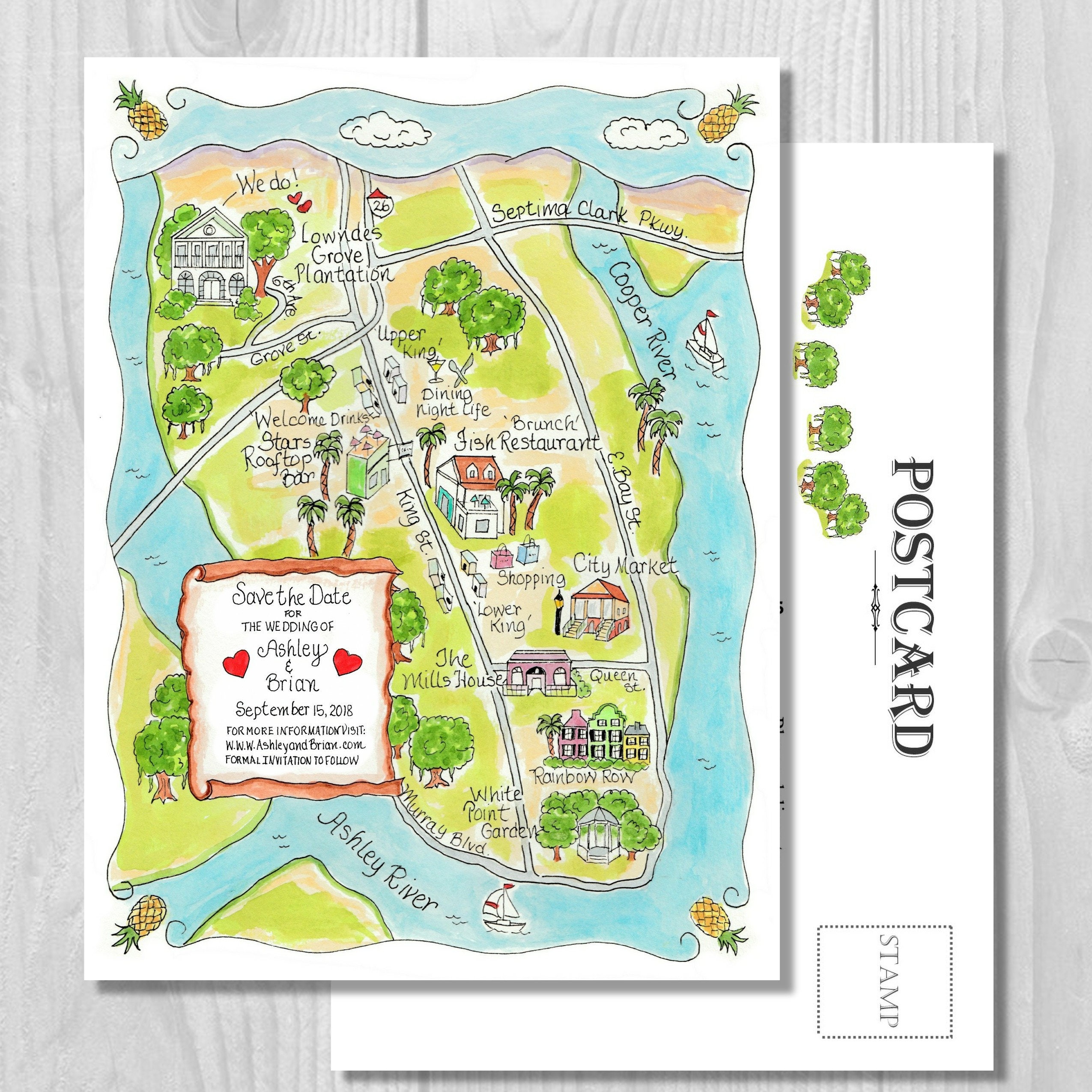Custom Business Map - Little Rock - Hand Drawn Map-watercolor Map - Etsy