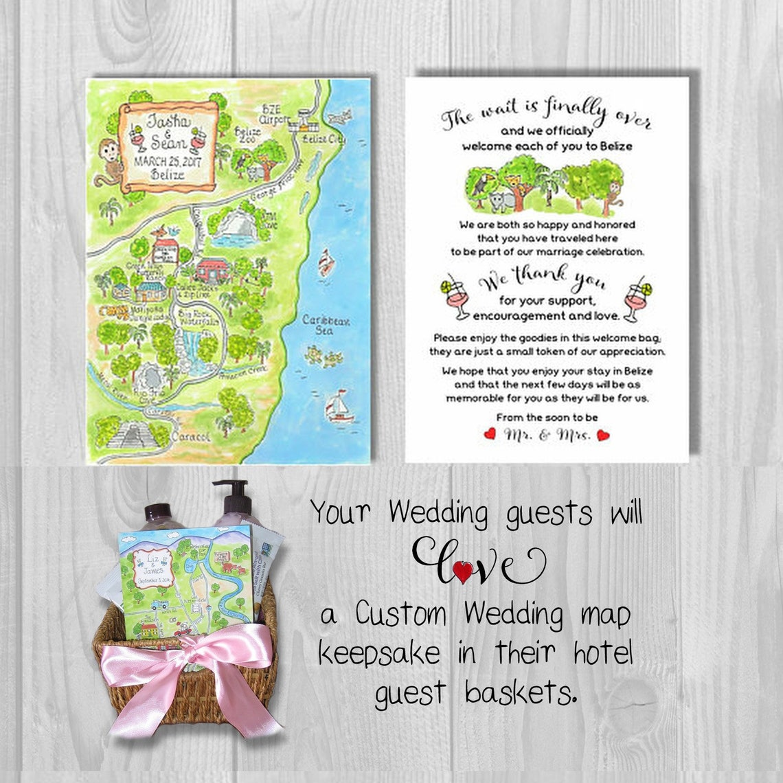 Hand Drawn Wedding Map-watercolor Map Custom Wedding Map | Etsy