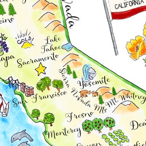 California Map Digital, Water Color Map of California, Hand Drawn ...