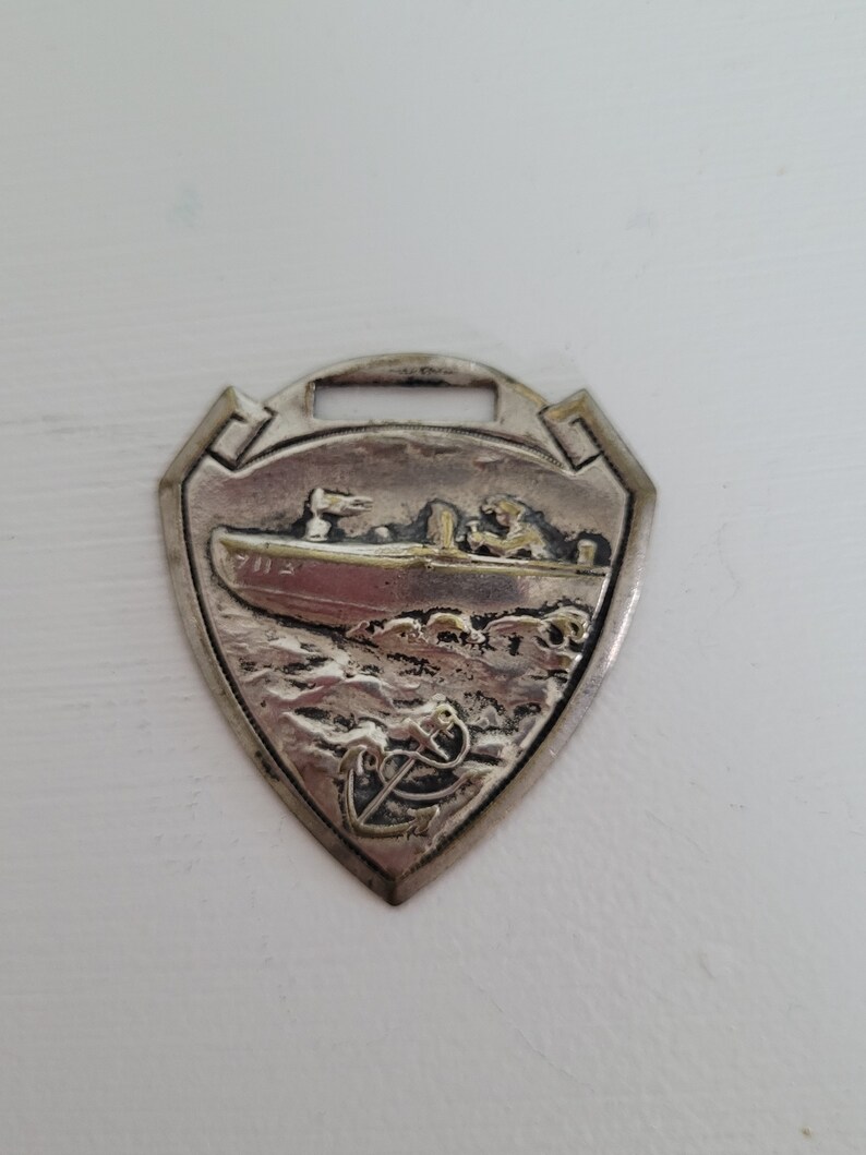 Vintage Silver Watch Fob With Speedboat and Anchor - Etsy