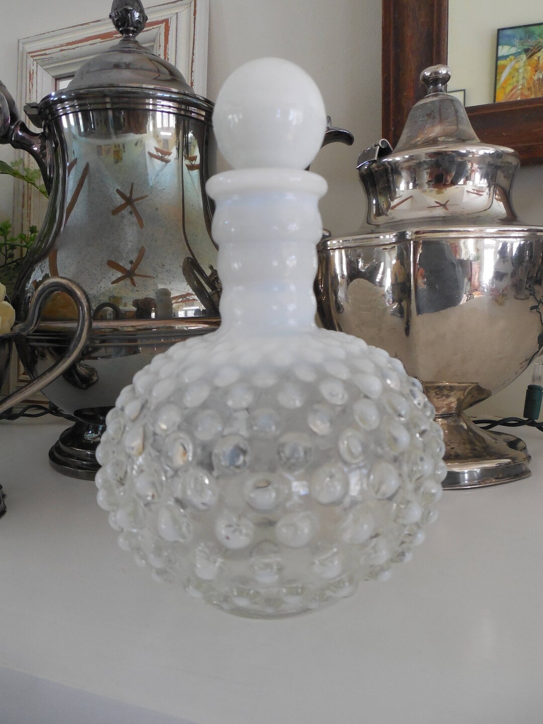 Fenton Hob Nail White Opalescent Bottle Cologne Perfume - Etsy