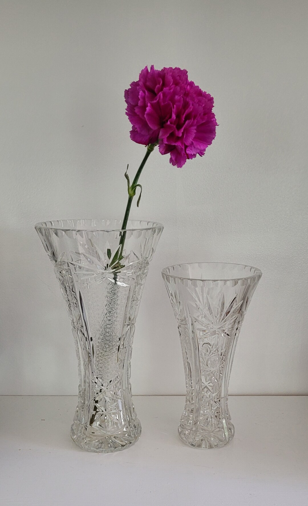 Crystal Vases Set of 2/cut Glass Lead Crystal/ American Waisted Vase - Etsy