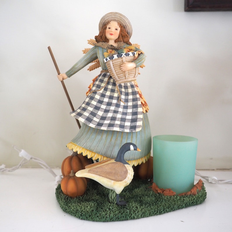 Debbie Mumm Fall Angel Centerpiece: Plaid Apron, Pumpkins & Goose - Etsy