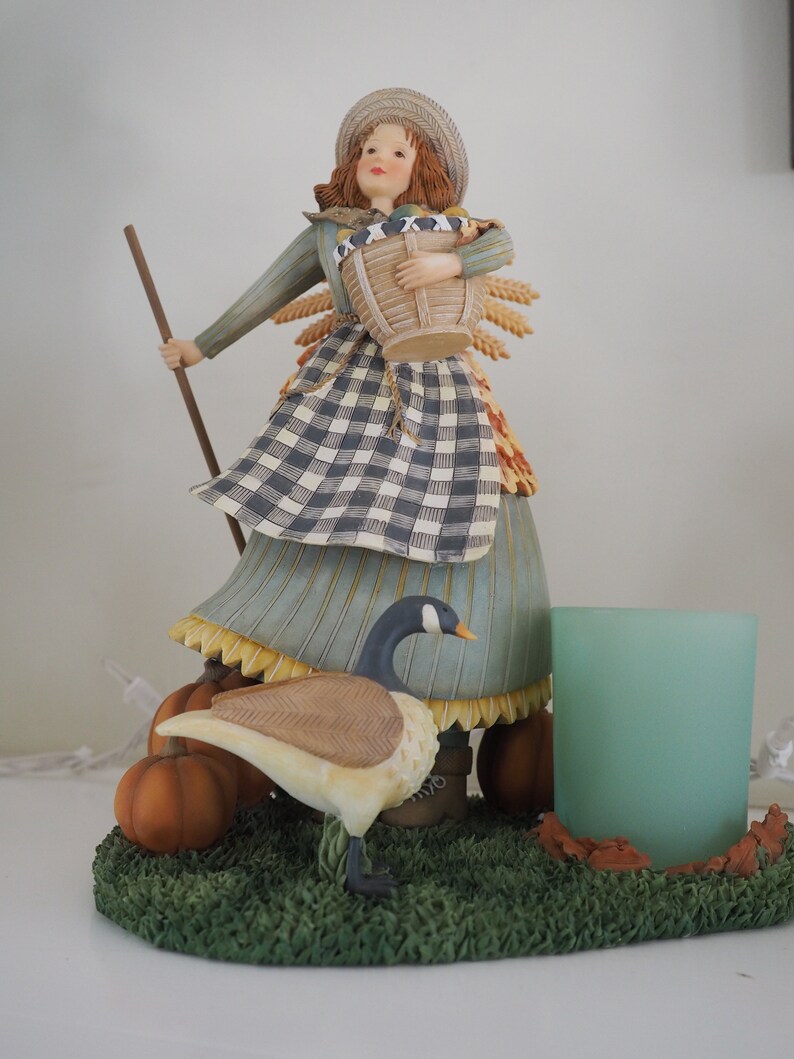 Debbie Mumm Fall Angel Centerpiece: Plaid Apron, Pumpkins & Goose - Etsy