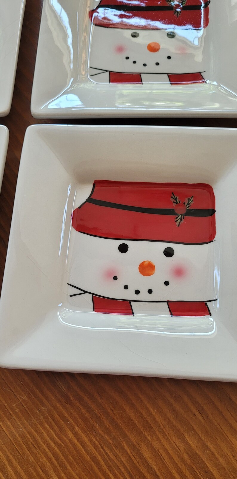 Snowman Christmas Plates Set of 6/ Small Appetizers Plates - Etsy