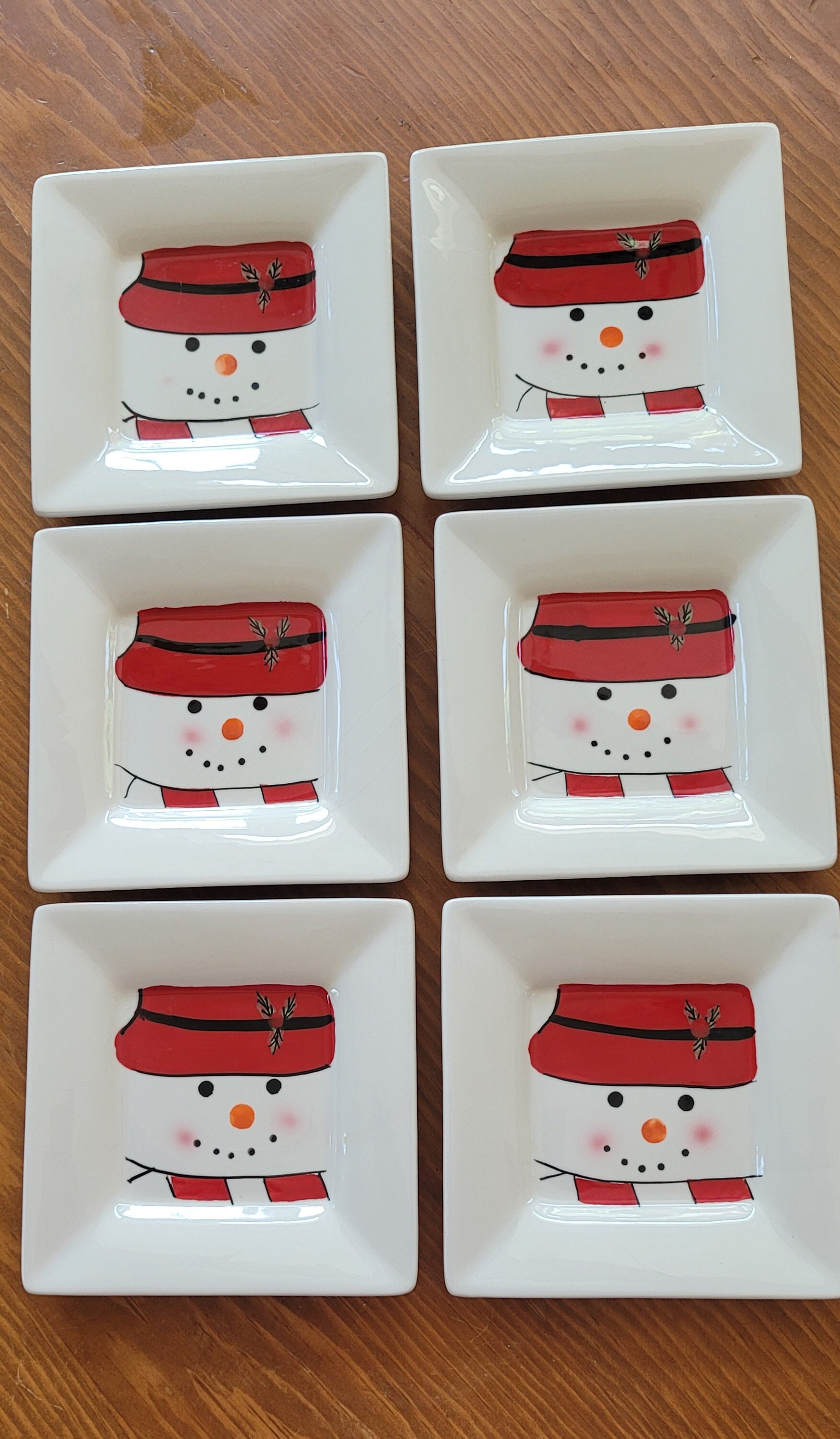 Snowman Christmas Plates Set of 6/ Small Appetizers Plates - Etsy