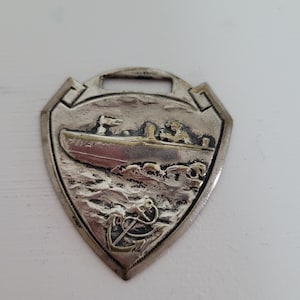 Vintage Silver Watch Fob With Speedboat and Anchor - Etsy